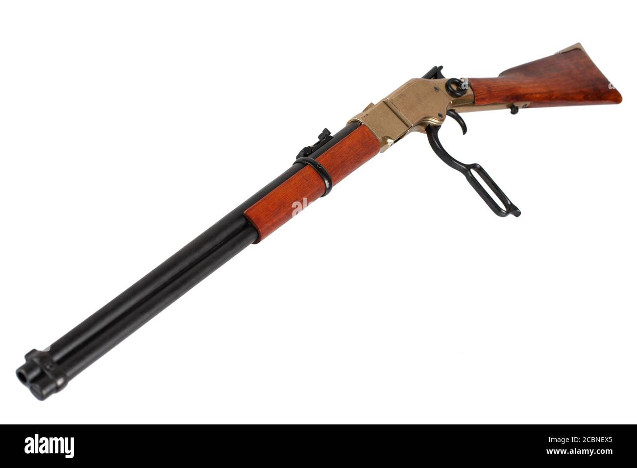 Wild west period .44-40 lever-action repeating rifle M1866 isolated on ...