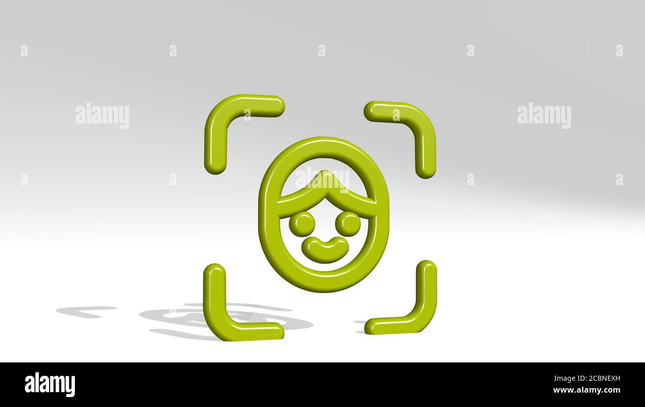 FACE ID 3D icon casting shadow, 3D illustration for background and ...