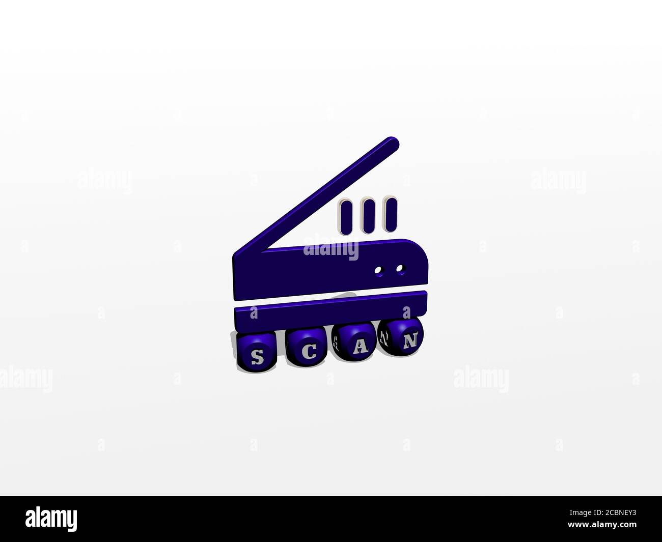 SCAN cubic letters with 3D icon on the top, 3D illustration for ...