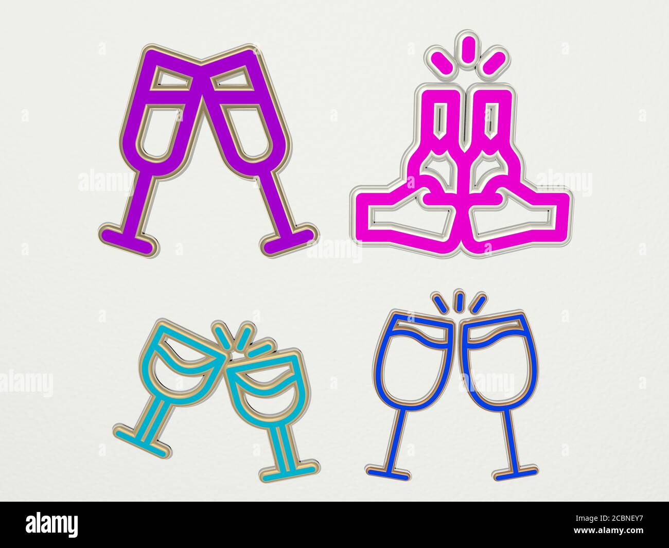 cheers 4 icons set, 3D illustration for celebration and alcohol Stock ...