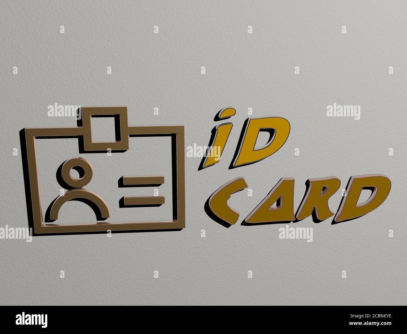 id card icon and text on the wall, 3D illustration for background and ...