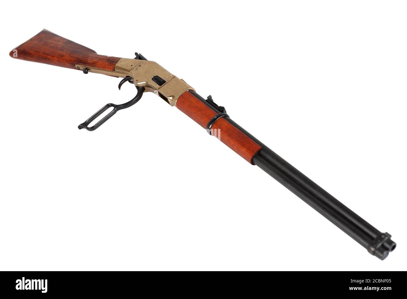 Wild west period .44-40 lever-action repeating rifle M1866 isolated on ...