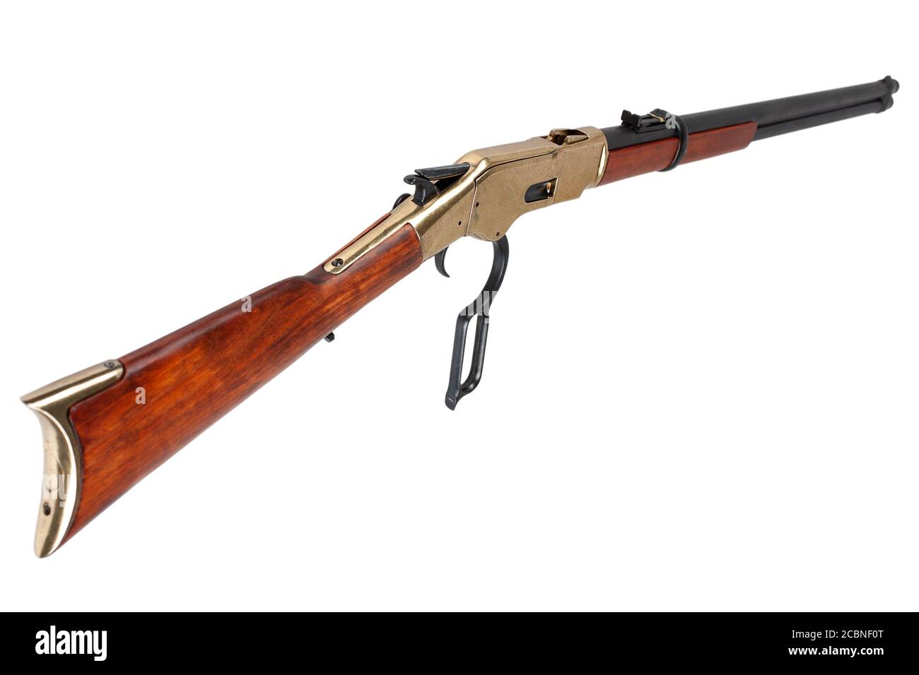 Wild west period .44-40 lever-action repeating rifle M1866 isolated on ...