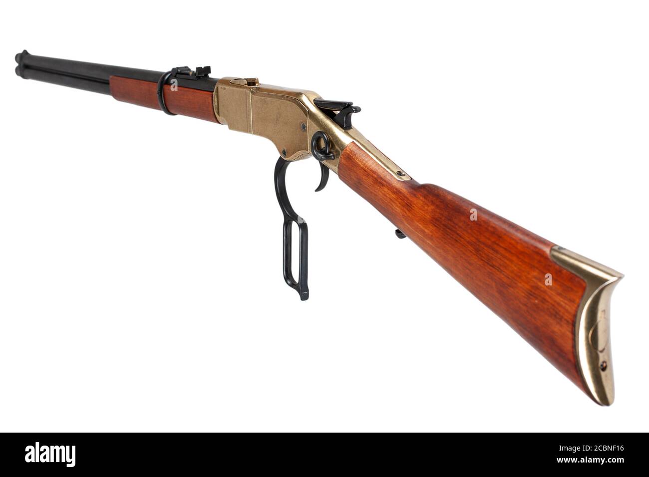 Wild west period .44-40 lever-action repeating rifle M1866 isolated on ...