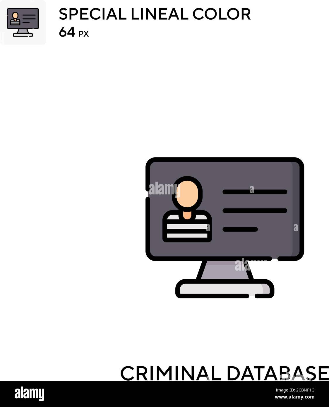 Criminal database Special lineal color vector icon. Criminal database ...