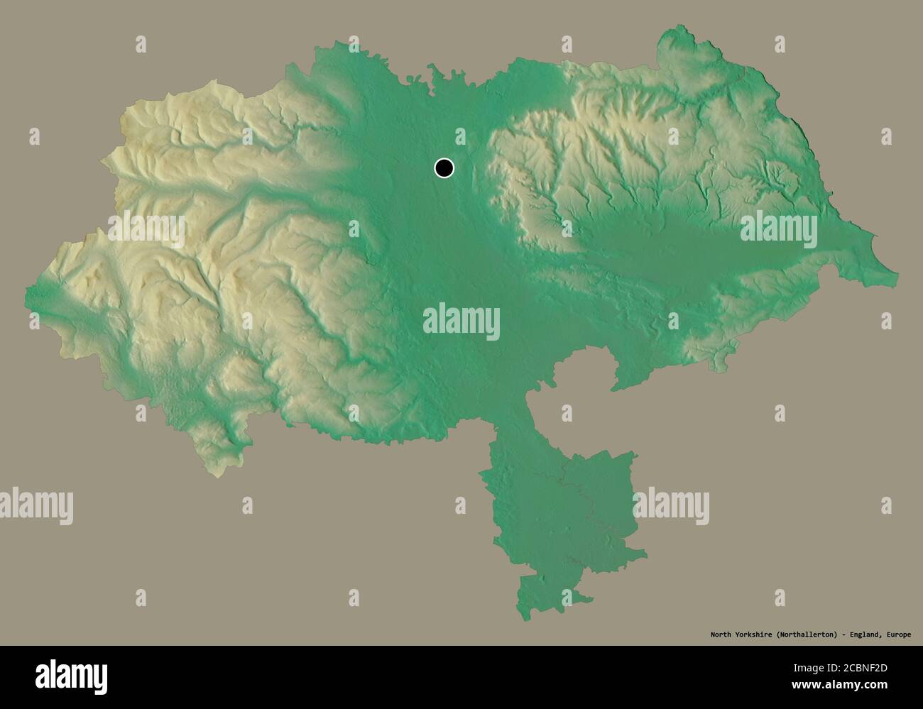 Shape of North Yorkshire, administrative county of England, with its ...