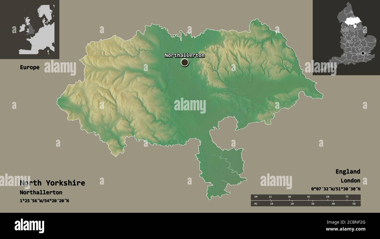 Shape of North Yorkshire, administrative county of England, and its ...