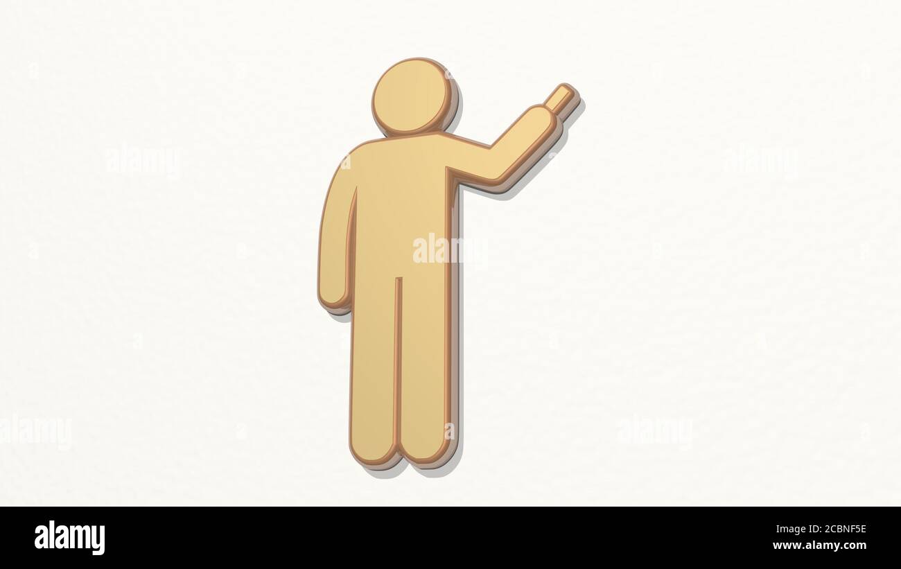 man teaching 3D drawing icon, 3D illustration for education and child ...