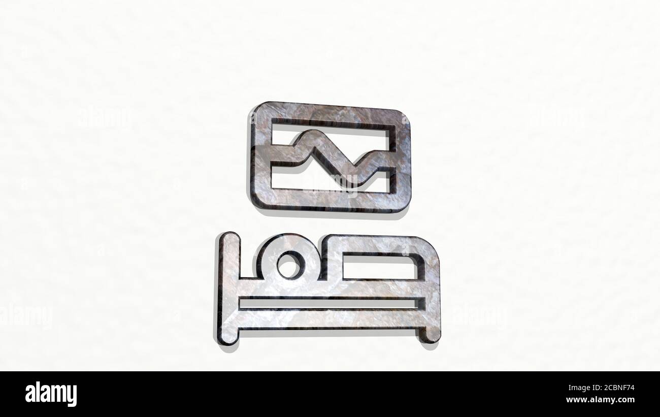 HOSPITAL BEDROOM GRAPH 3D icon on the wall, 3D illustration for doctor ...