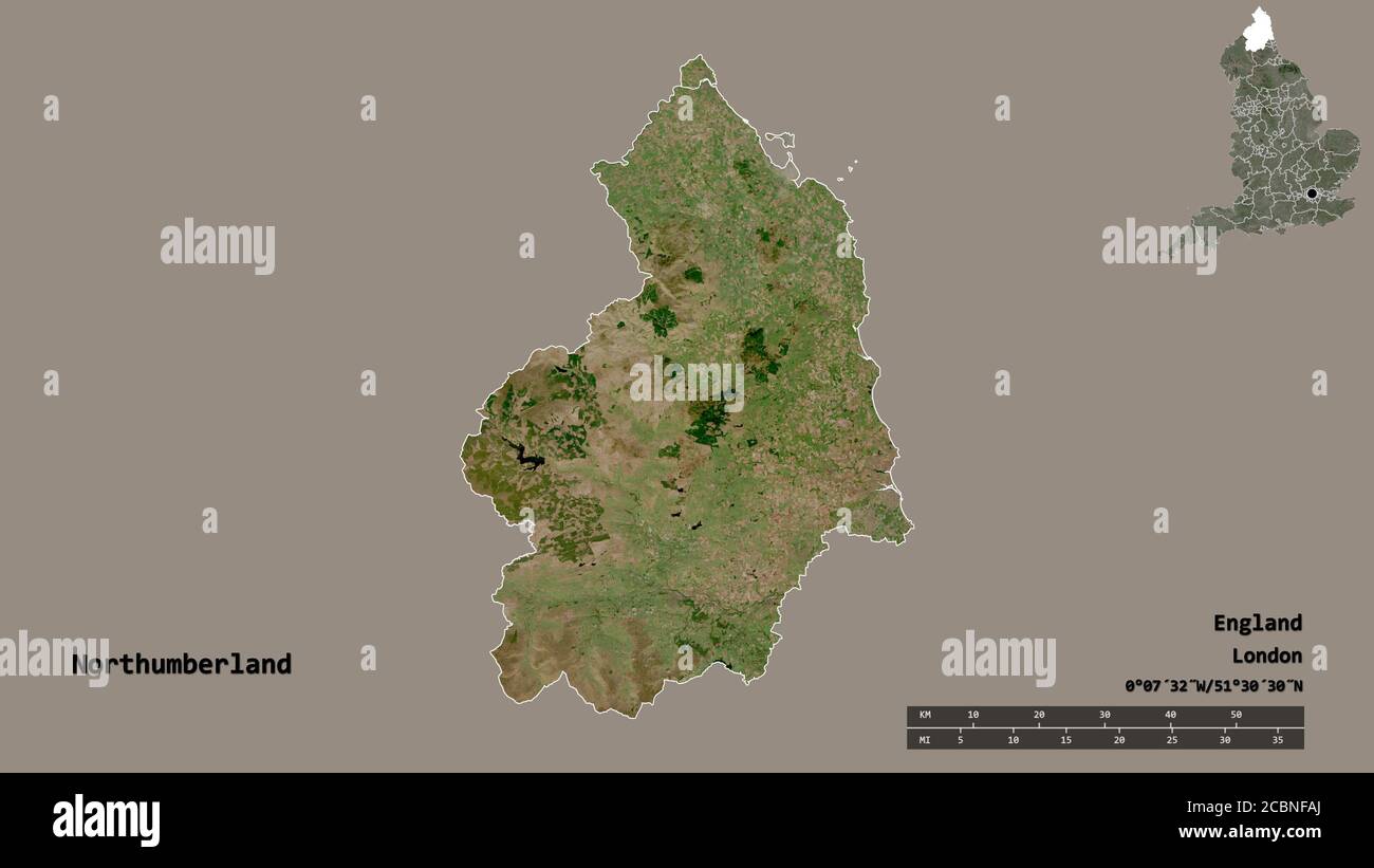 Shape of Northumberland, administrative county of England, with its ...