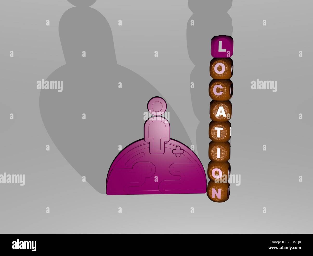 LOCATION text beside the 3D icon, 3D illustration for map and ...