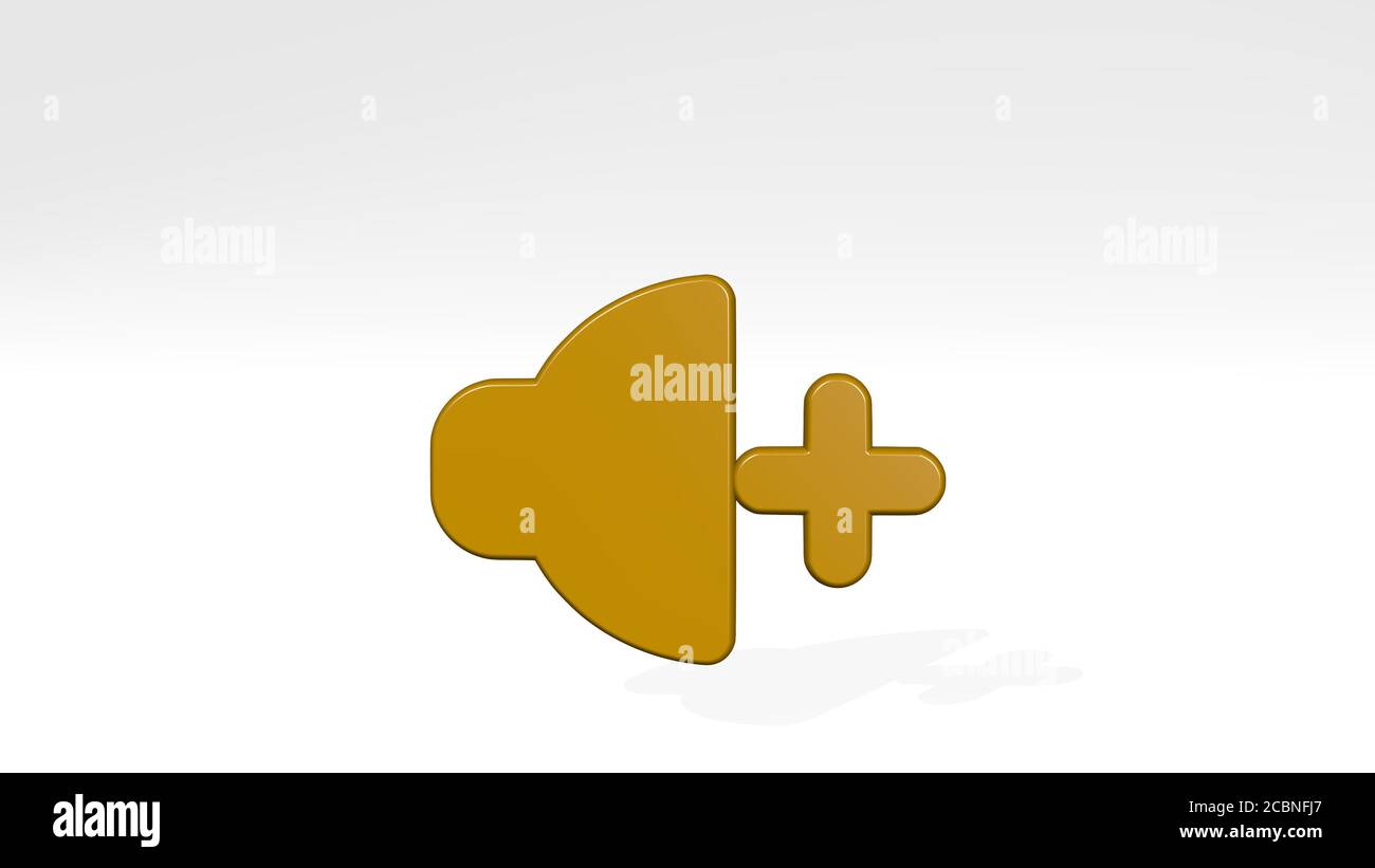 volume control up 3D icon casting shadow, 3D illustration for ...