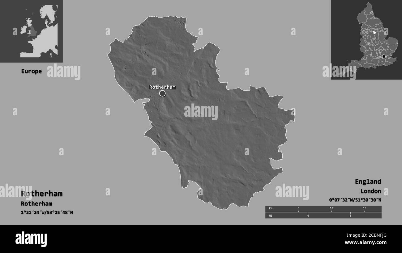 Shape of Rotherham, administrative county of England, and its capital ...