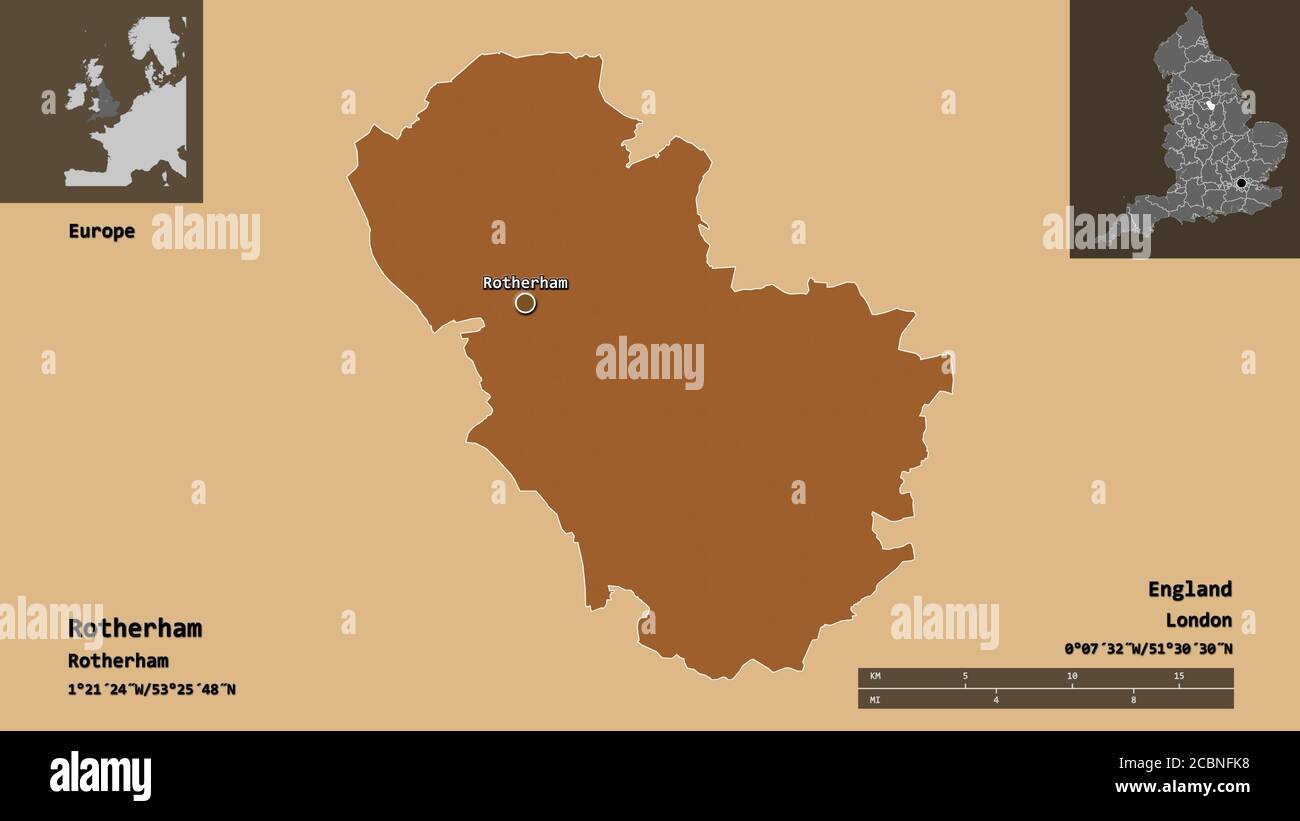 Shape of Rotherham, administrative county of England, and its capital ...