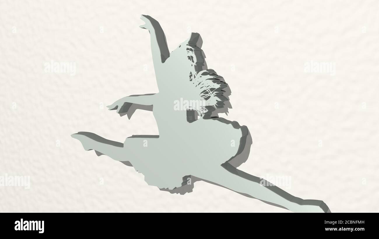 WOMAN JUMPING IN DANCE 3D drawing icon, 3D illustration for beautiful ...