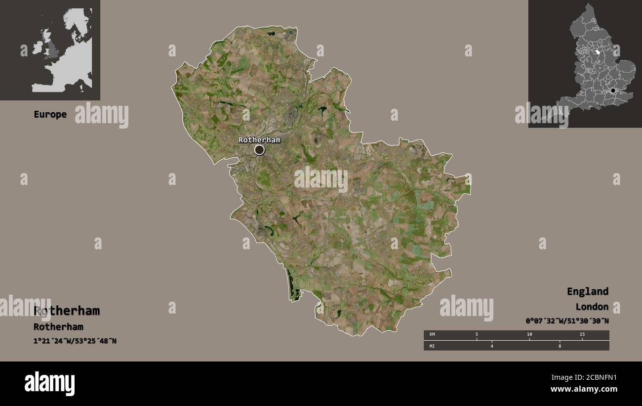 Shape of Rotherham, administrative county of England, and its capital ...