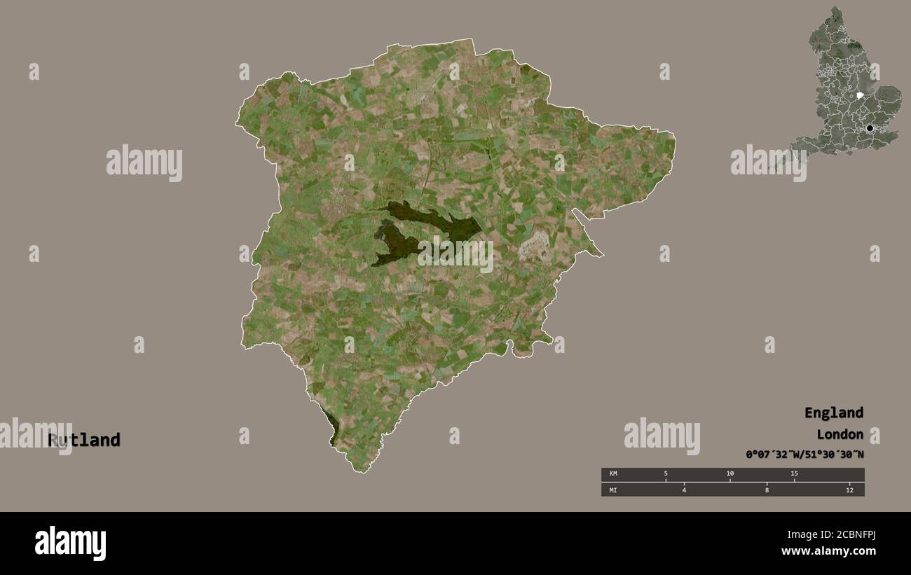 Shape of Rutland, unitary authority of England, with its capital ...