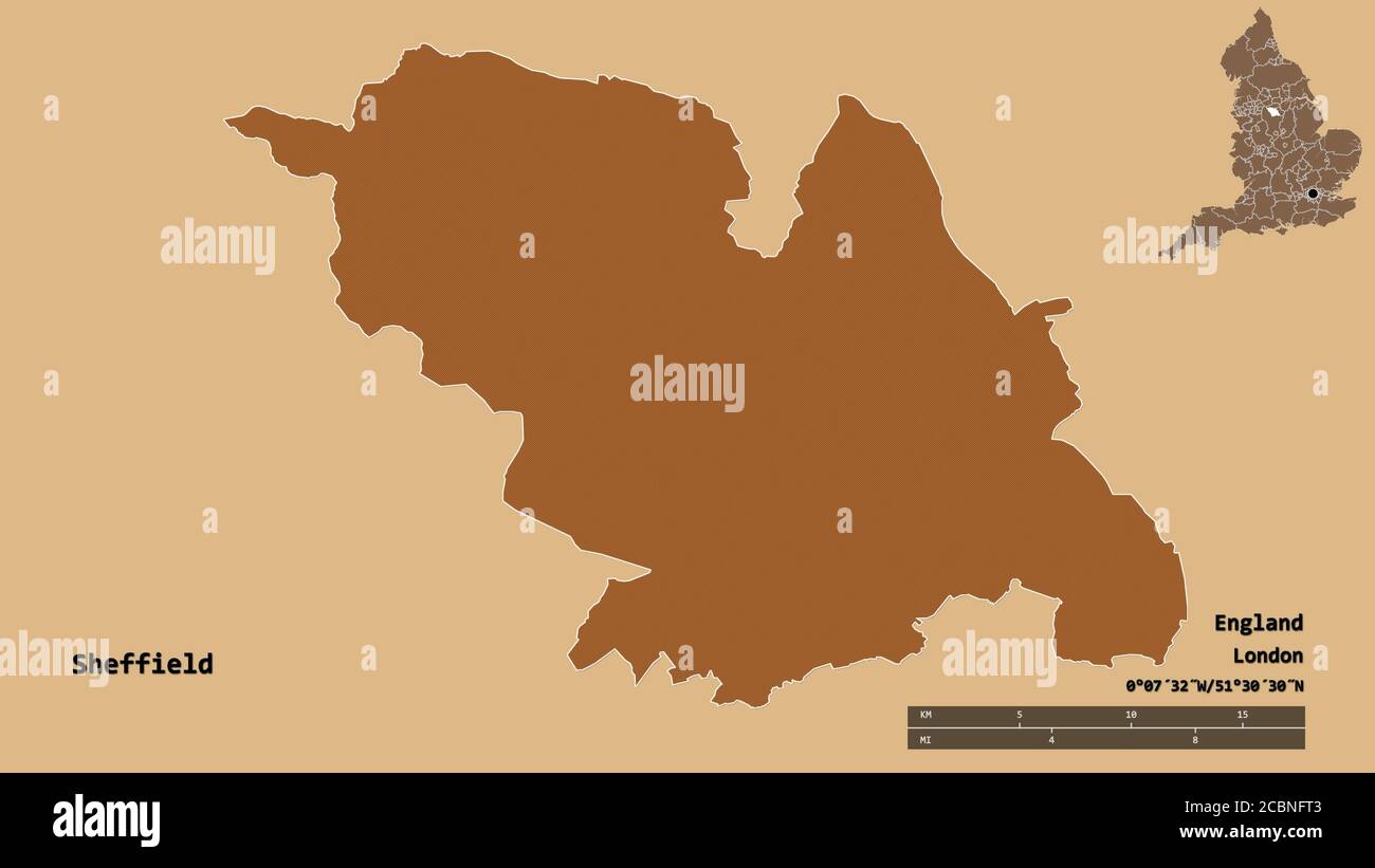 Shape of Sheffield, administrative county of England, with its capital ...