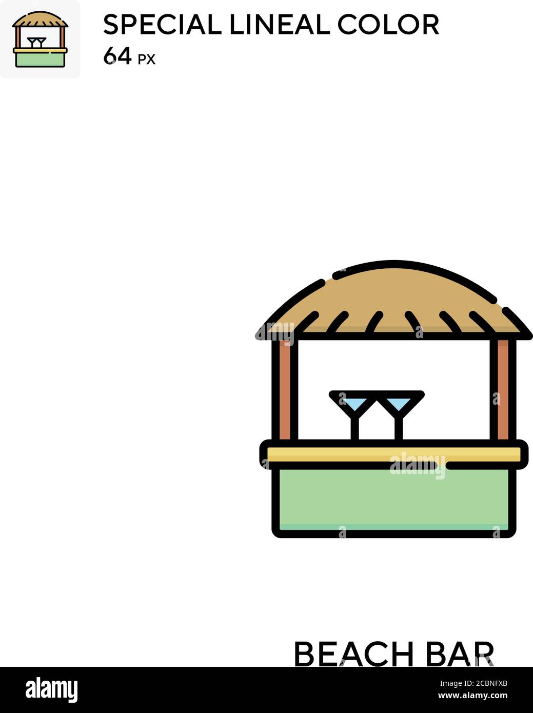 Beach bar Special lineal color vector icon. Beach bar icons for your ...