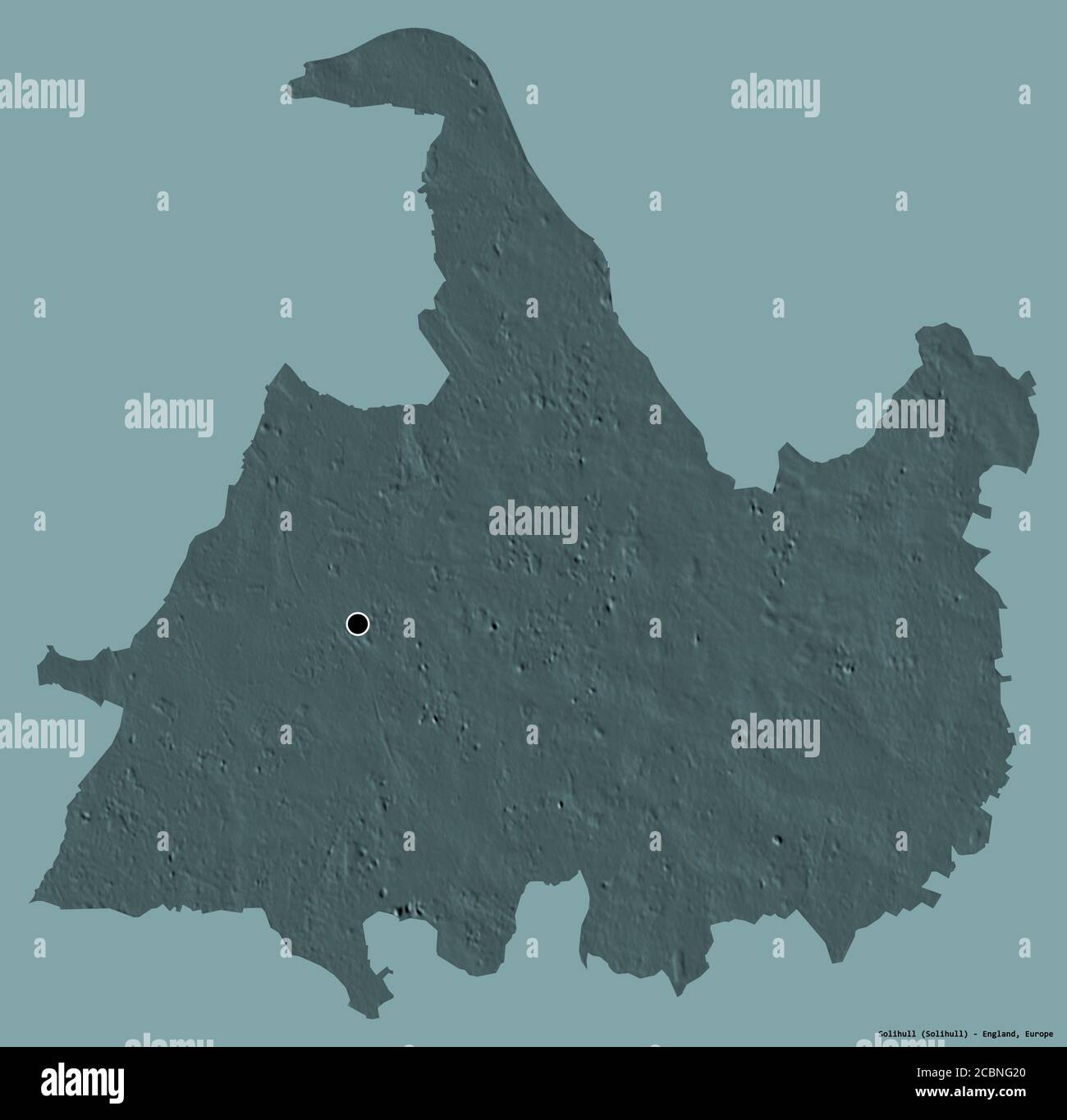 Shape of Solihull, unitary authority of England, with its capital ...