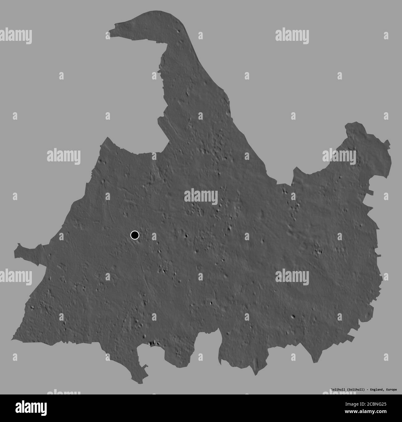 Shape of Solihull, unitary authority of England, with its capital ...