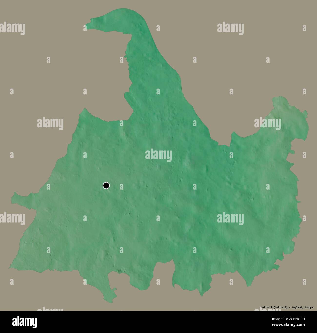 Shape of Solihull, unitary authority of England, with its capital ...