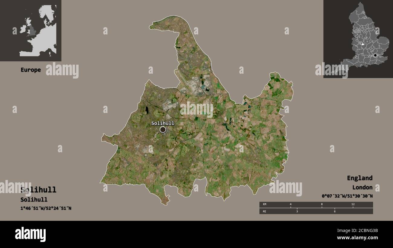 Shape of Solihull, unitary authority of England, and its capital ...