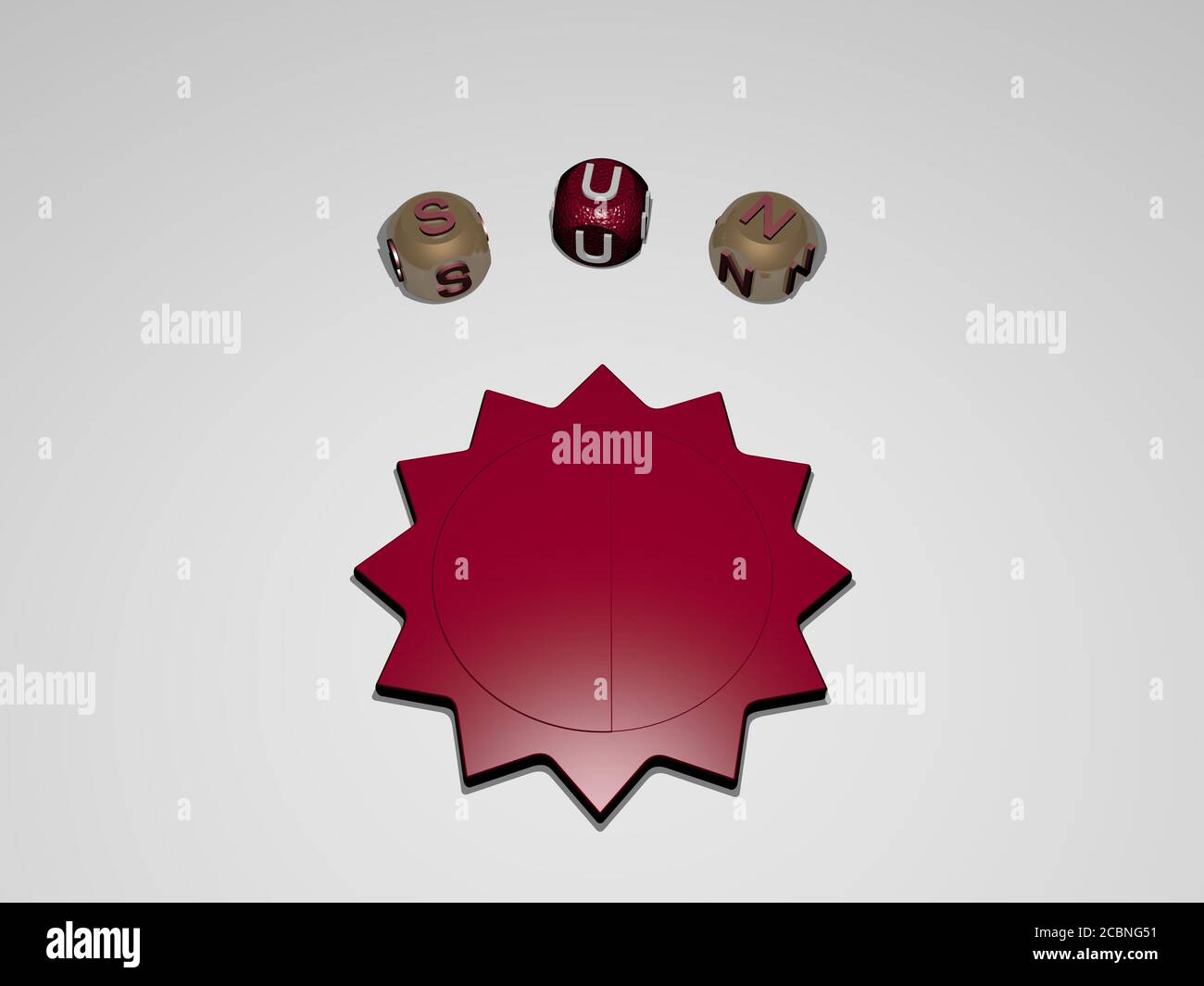 SUN circular text of separate letters around the 3D icon, 3D ...