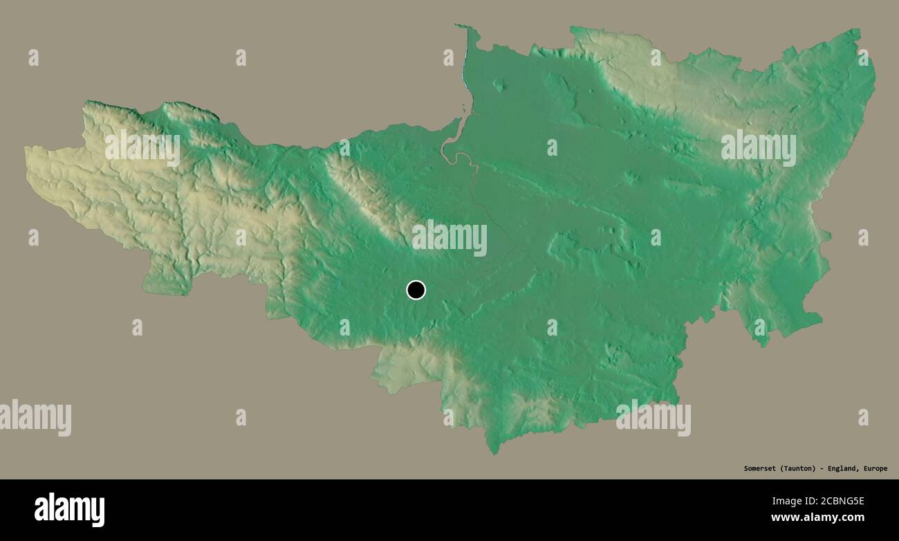 Shape of Somerset, administrative county of England, with its capital ...