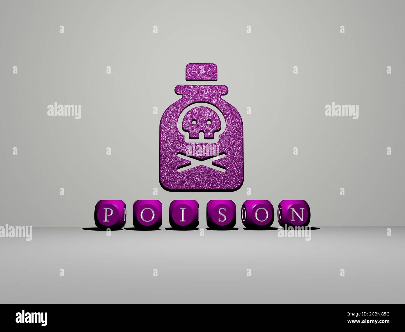 3D representation of poison with icon on the wall and text arranged by ...