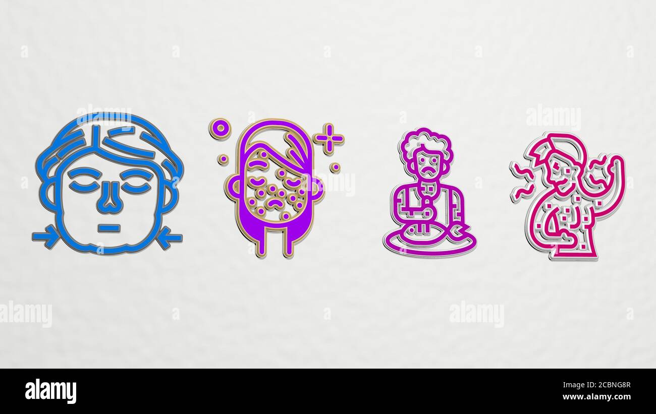 allergy 4 icons set, 3D illustration for background and care Stock ...