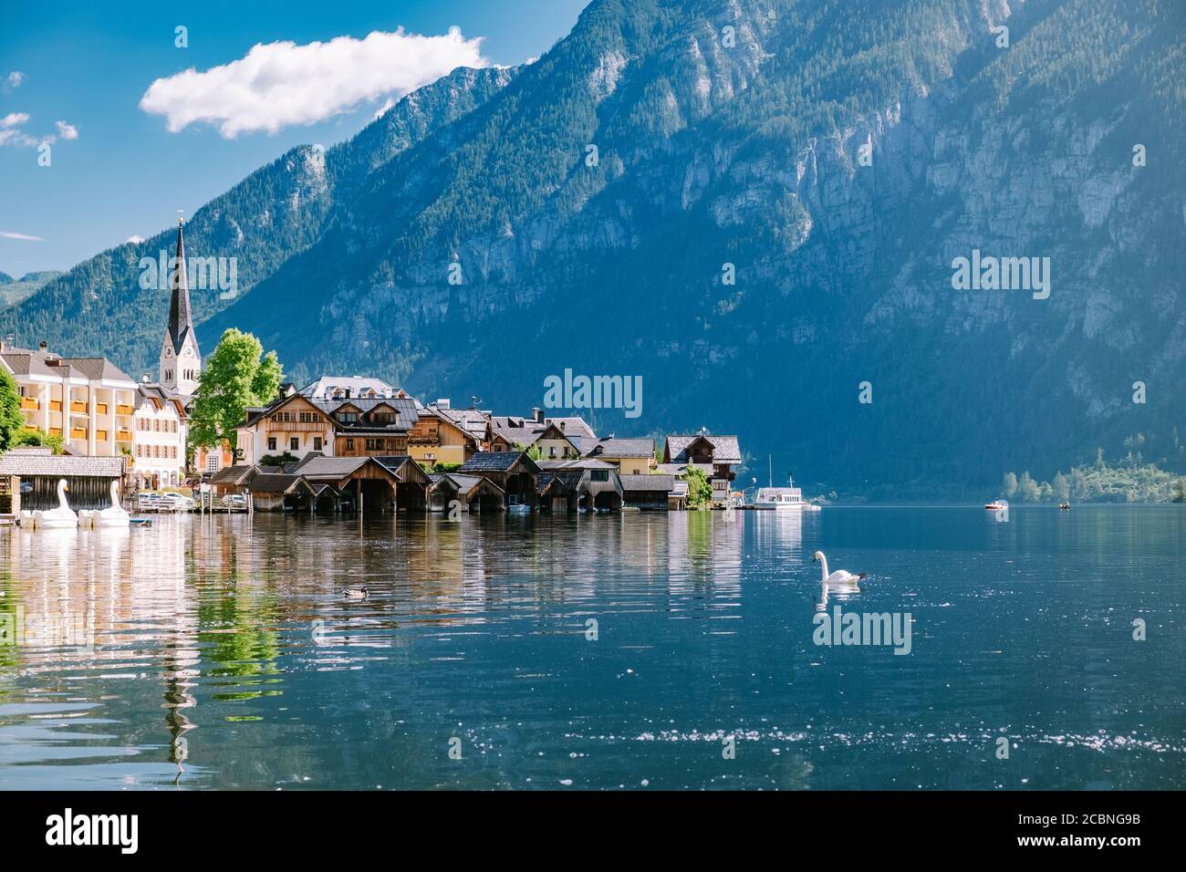 Hallstatt village on Hallstatter lake in Austrian Alps Austria Stock ...
