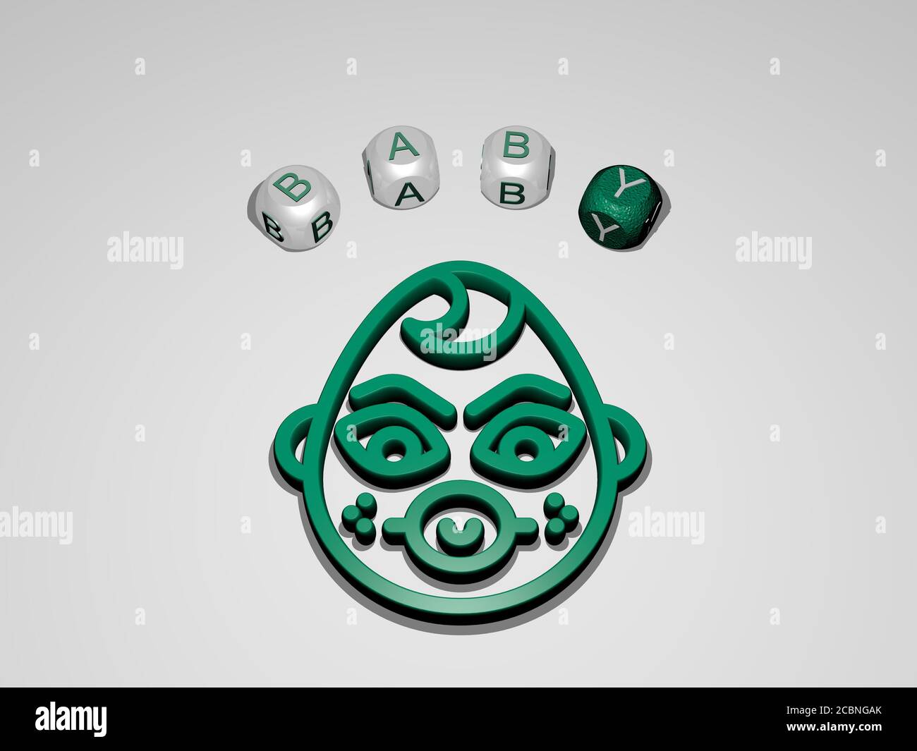 BABY circular text of separate letters around the 3D icon, 3D ...