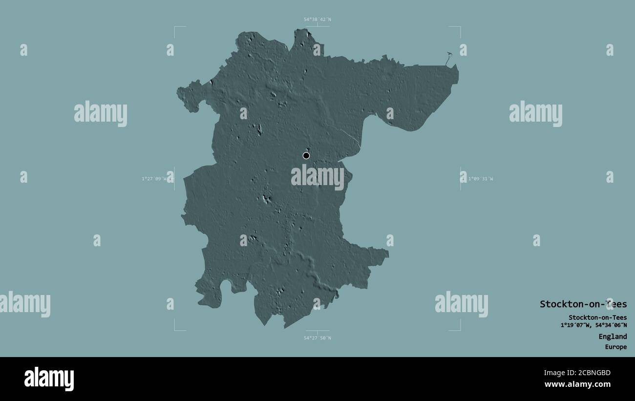 Area of Stockton-on-Tees, unitary authority of England, isolated on a ...