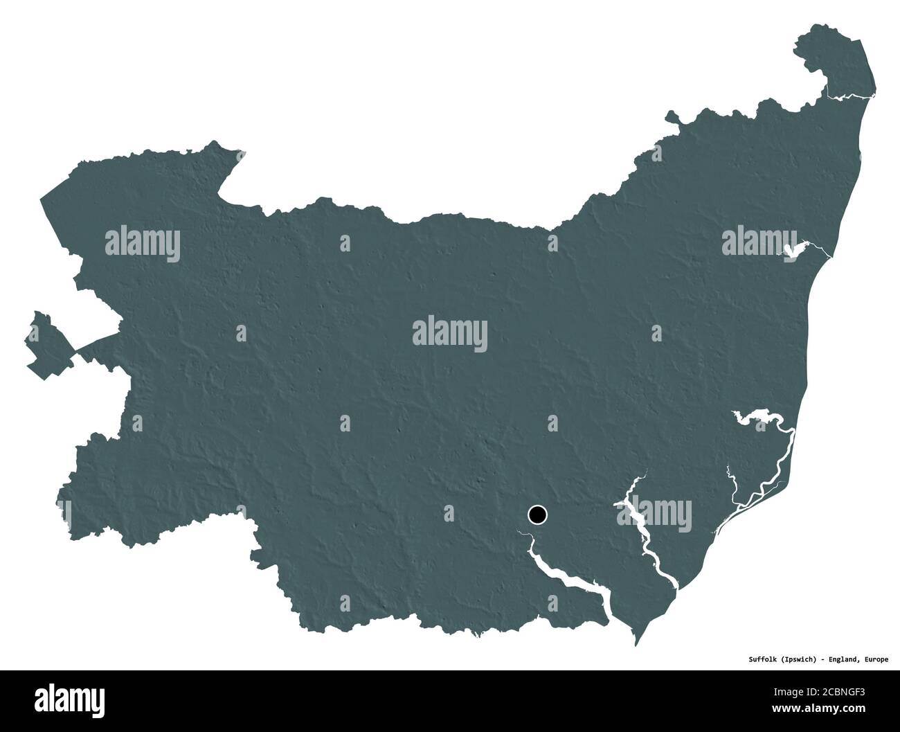 Shape of Suffolk, administrative county of England, with its capital ...