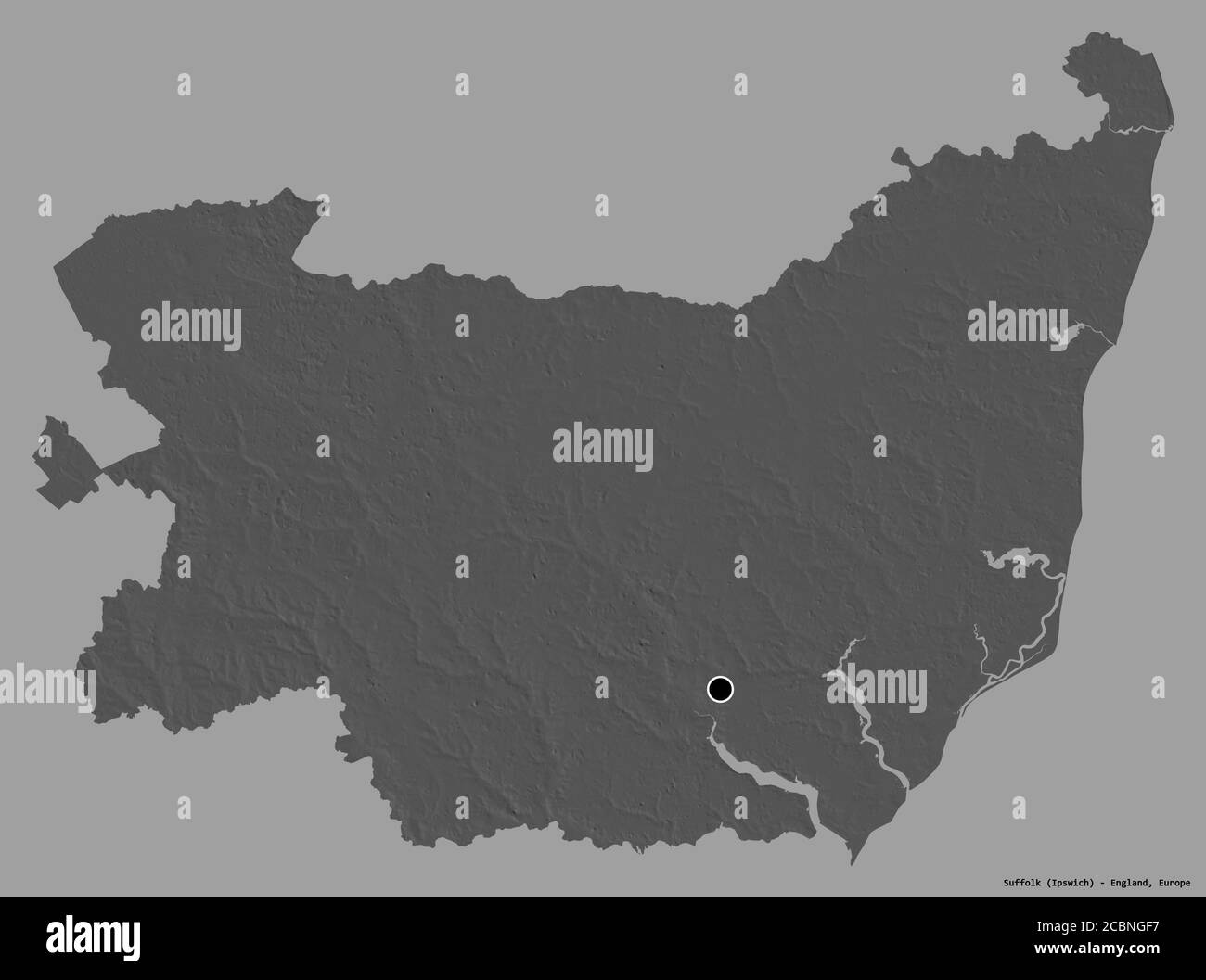 Shape of Suffolk, administrative county of England, with its capital ...