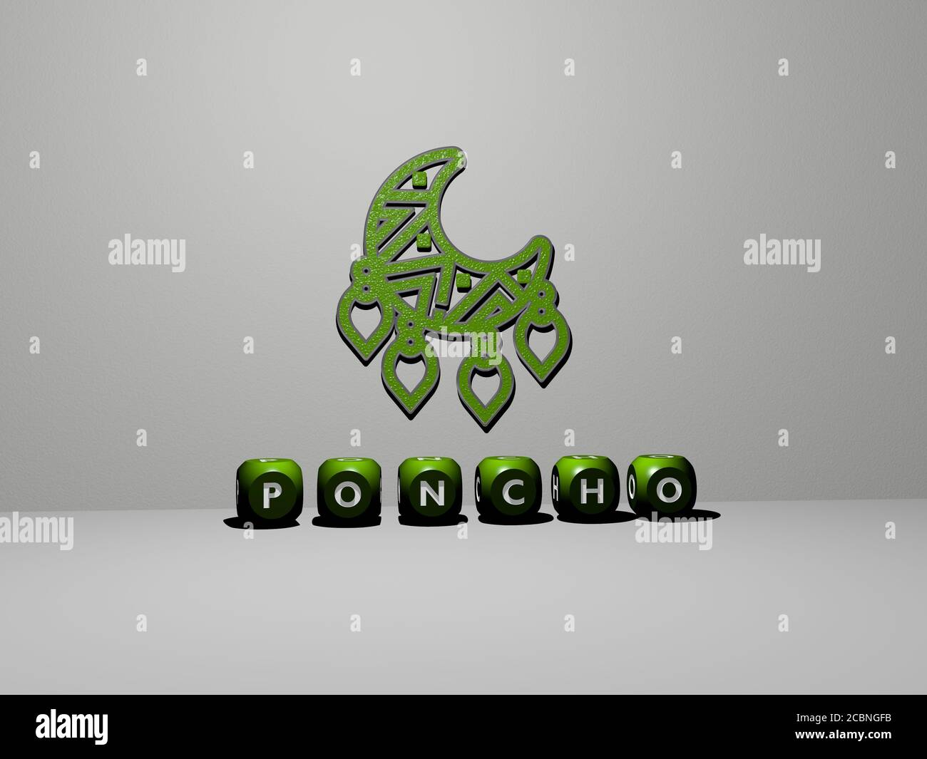 3D graphical image of poncho vertically along with text built by ...