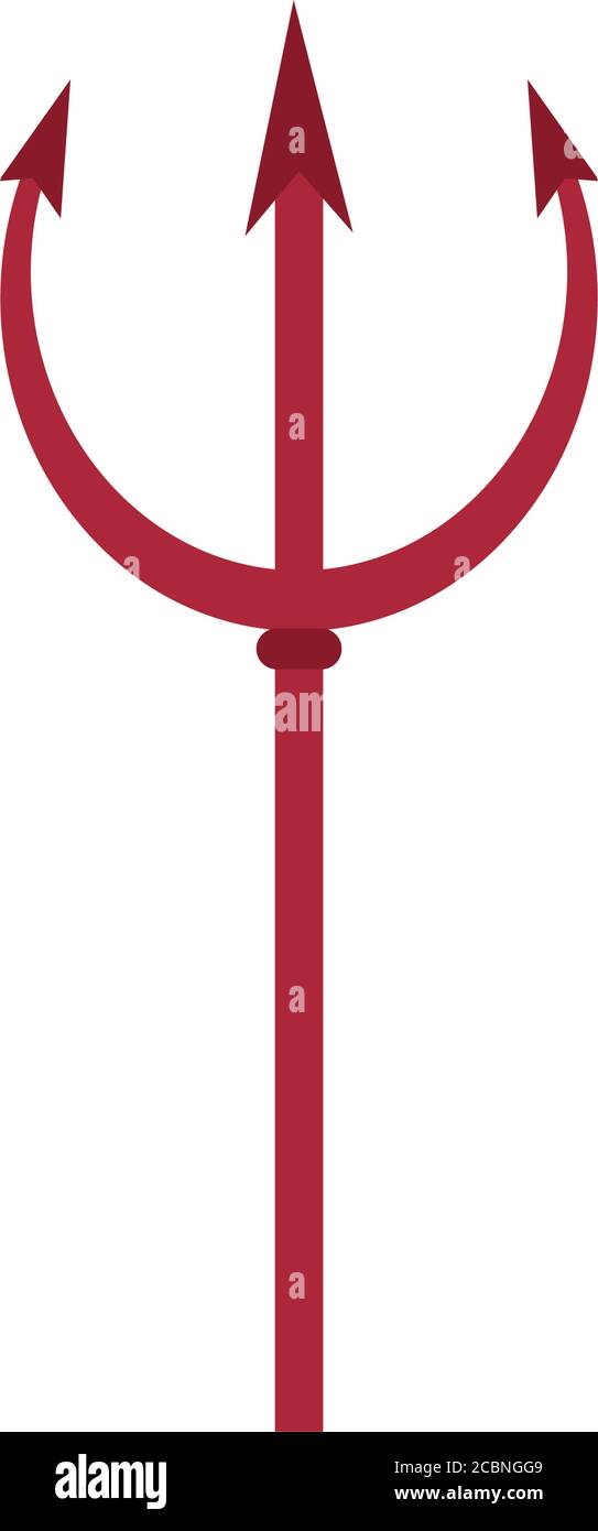 happy halloween, devil fork trick or treat party celebration flat icon ...