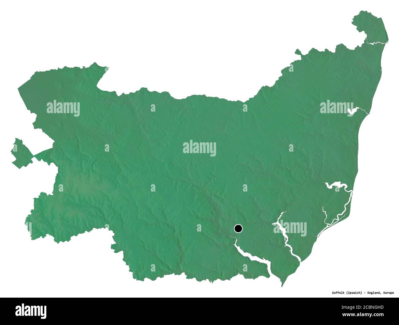 Shape of Suffolk, administrative county of England, with its capital ...