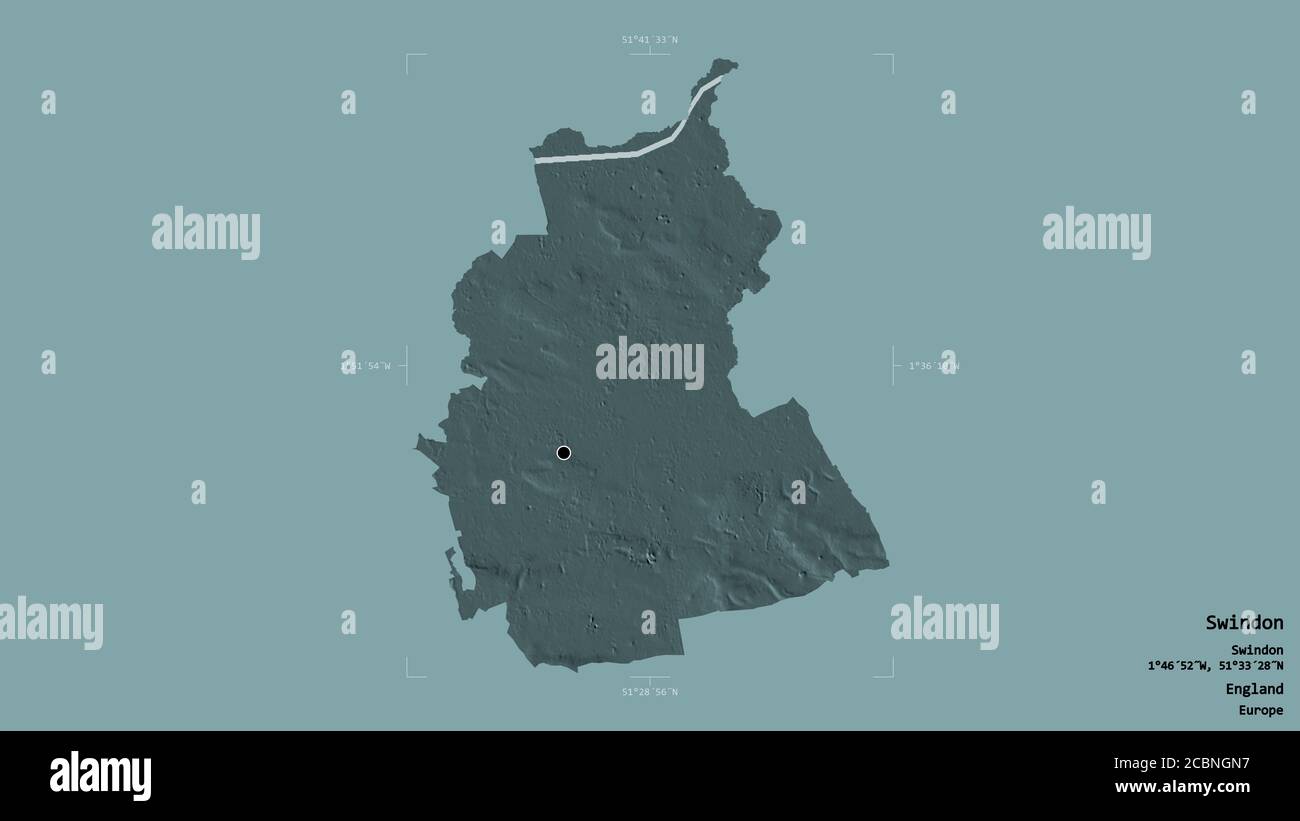 Area of Swindon, unitary authority of England, isolated on a solid ...
