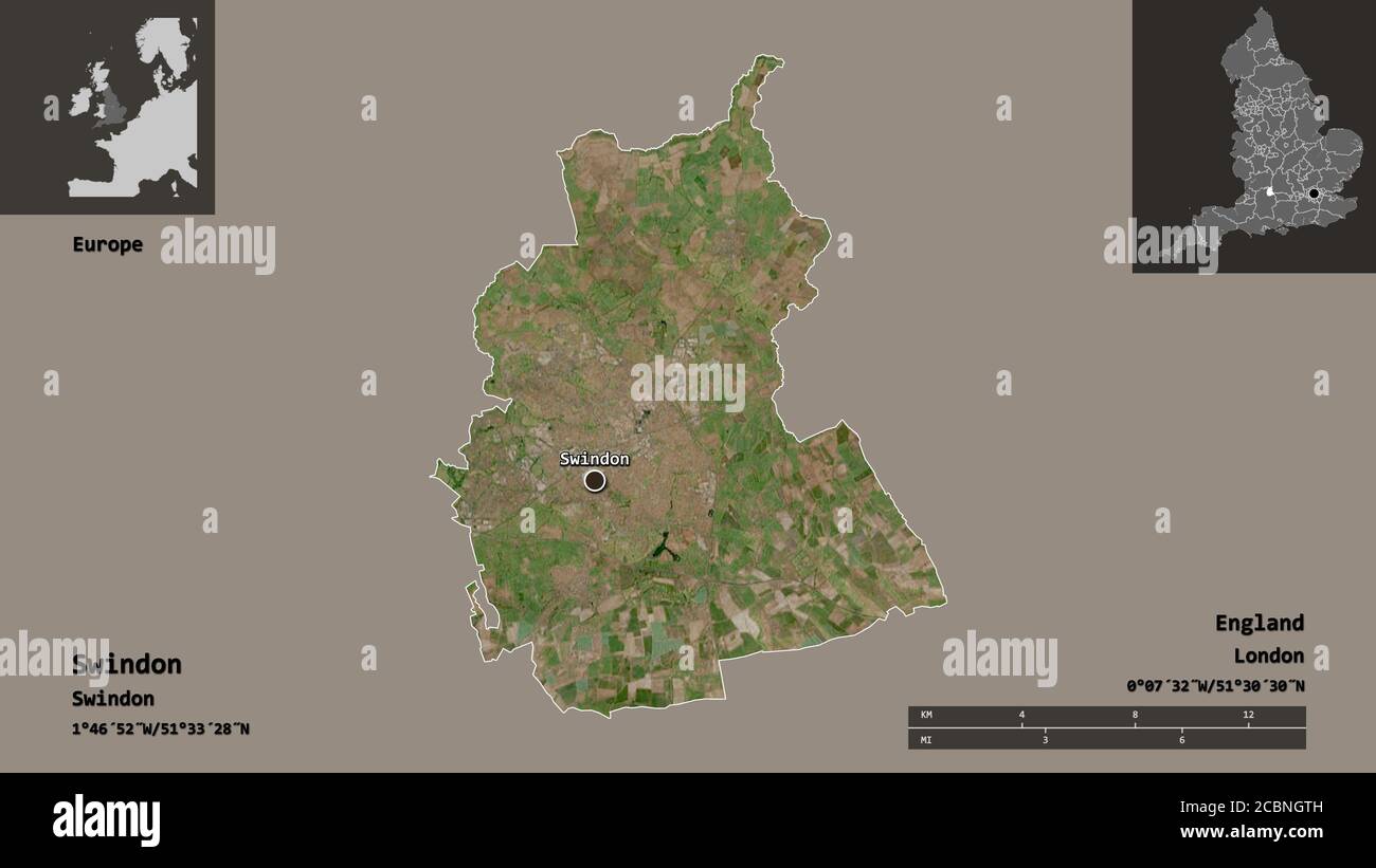 Shape of Swindon, unitary authority of England, and its capital ...