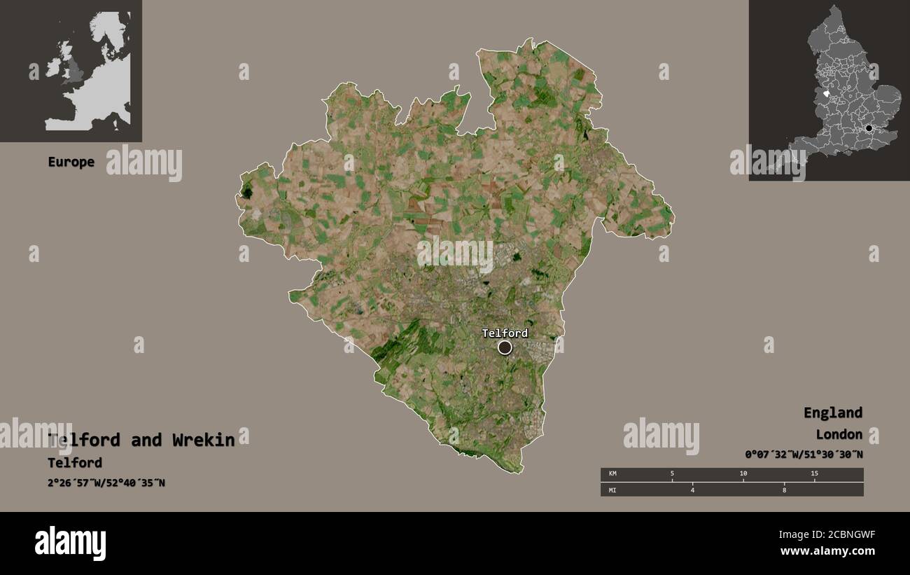 Shape of Telford and Wrekin, unitary authority of England, and its ...