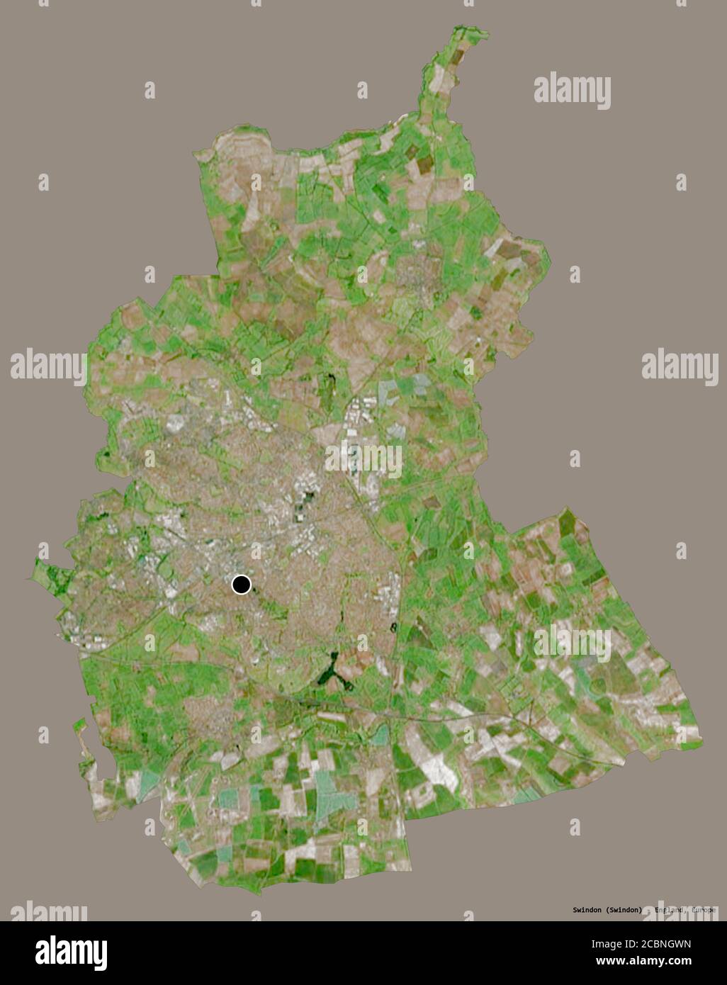 Shape of Swindon, unitary authority of England, with its capital ...