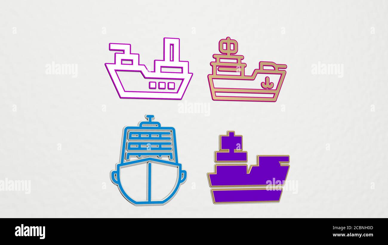 CRUISER 4 icons set, 3D illustration for boat and cartoon Stock Photo ...