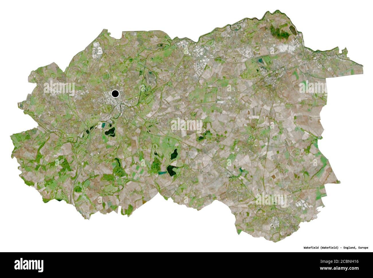 Shape of Wakefield, unitary authority of England, with its capital ...
