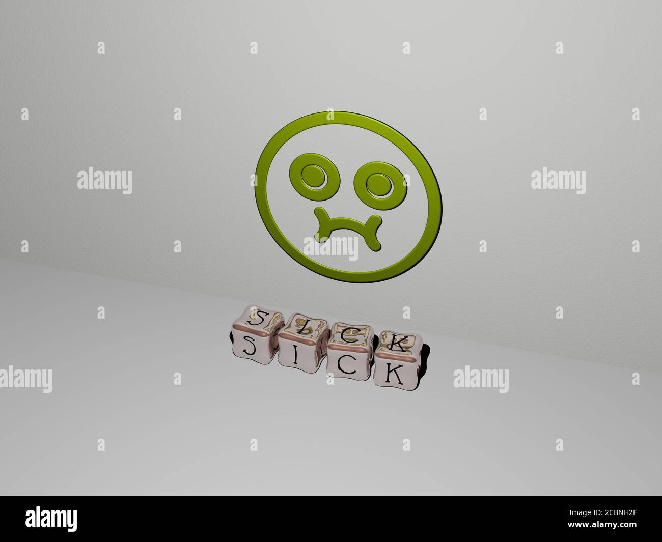 SICK 3D icon on the wall and cubic letters on the floor, 3D ...