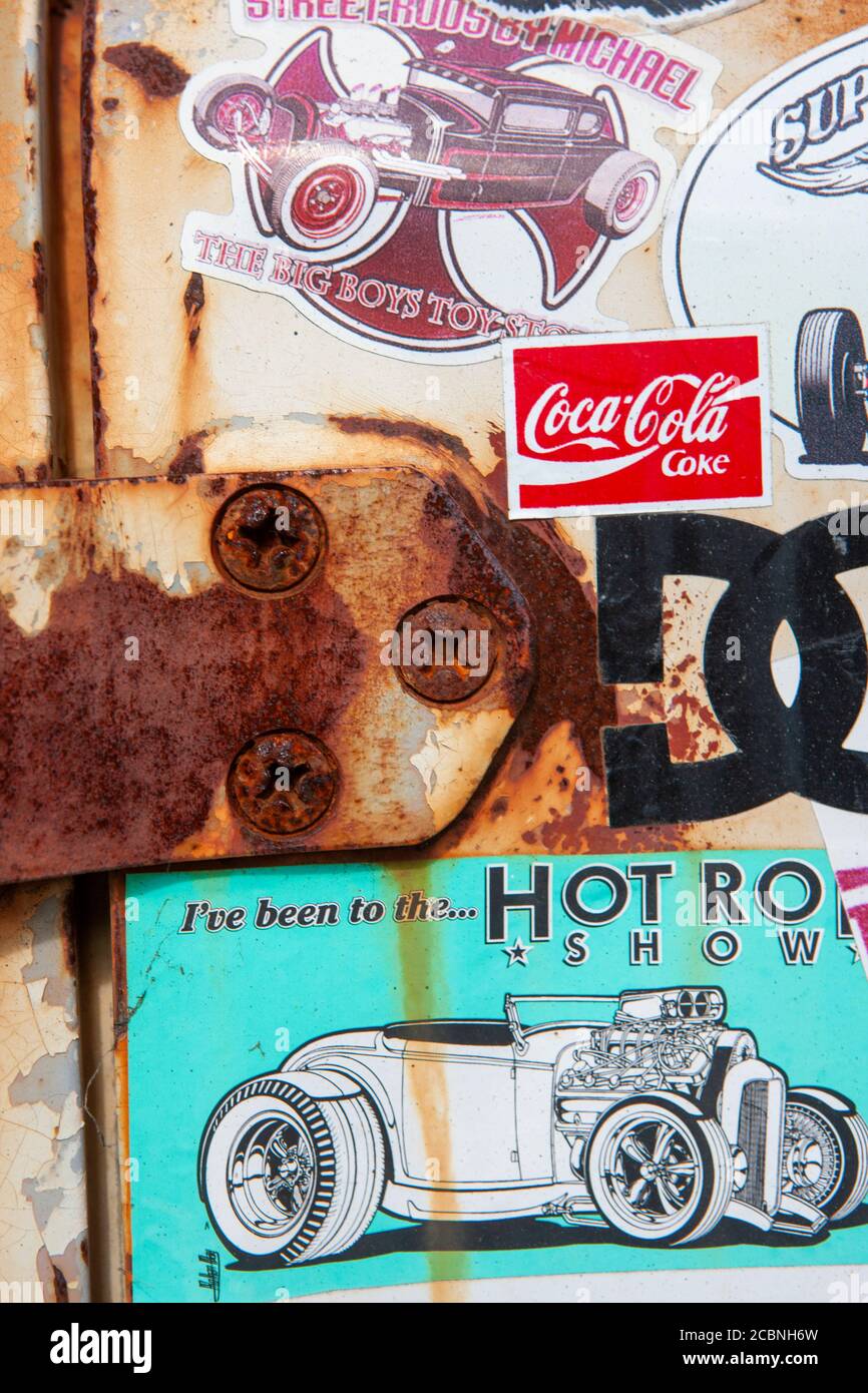 Byron Bay, Australia - February 5, 2014: Backside view of old grungy ...