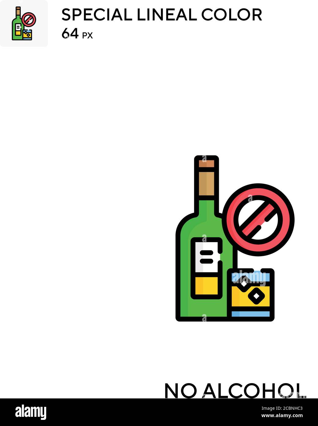 No alcohol Special lineal color vector icon. No alcohol icons for your ...