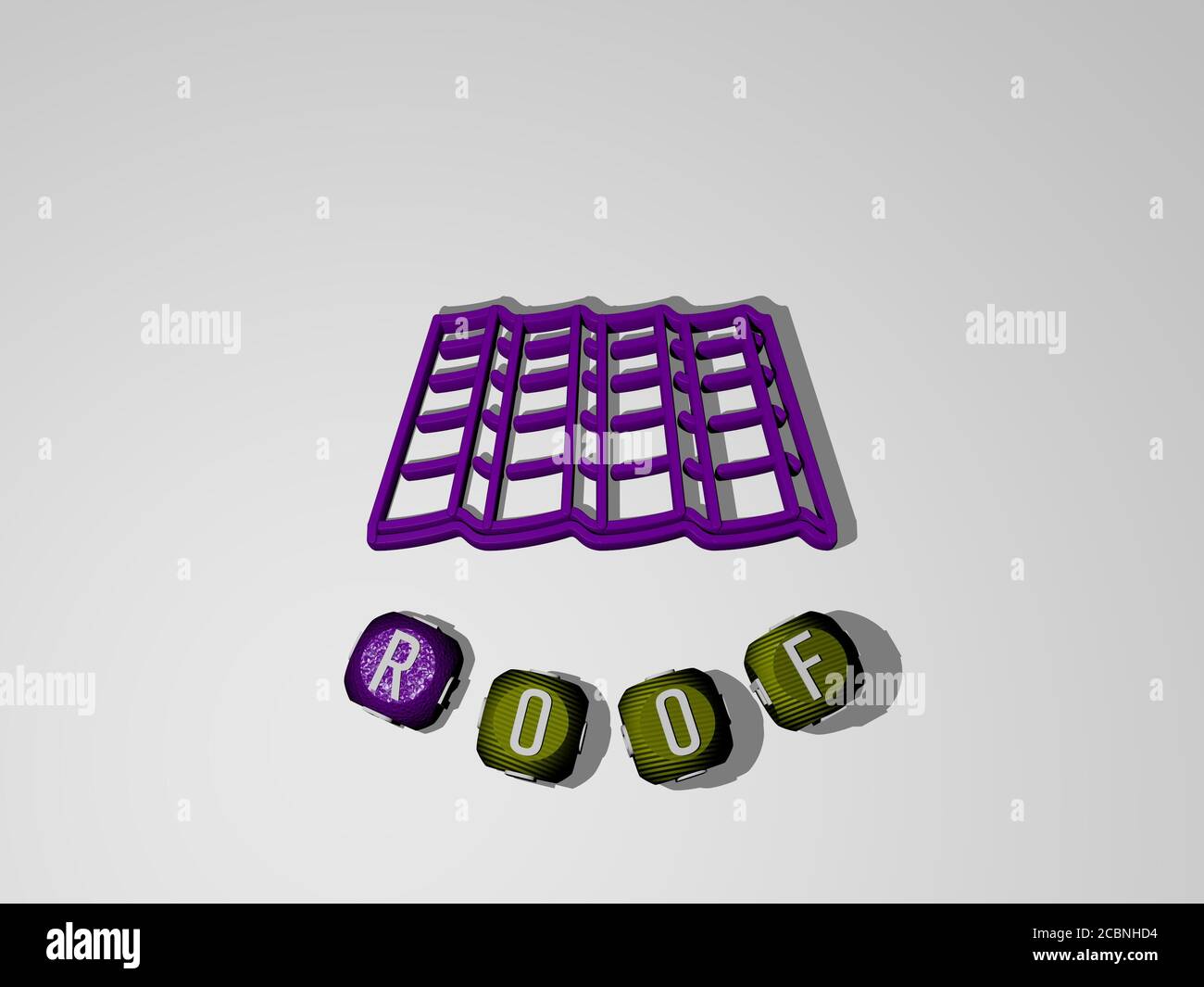 roof text around the 3D icon, 3D illustration for building and ...