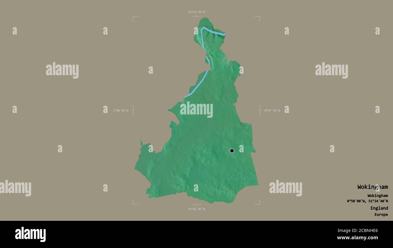 Area of Wokingham, unitary authority of England, isolated on a solid ...